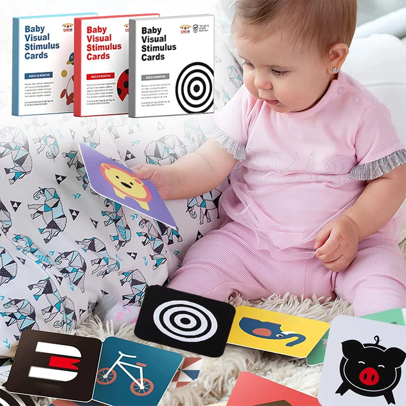 Baby-Visual-Stimulation-Card-Toys-High-Contrast-Baby-Flashcard-Black ...