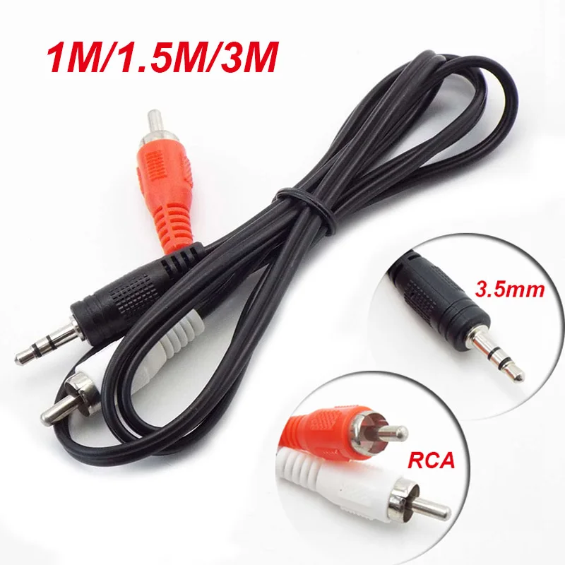 3.5mm Stereo Jack Mini Plug to 2 RCA Male Splitter Connector Phono ...