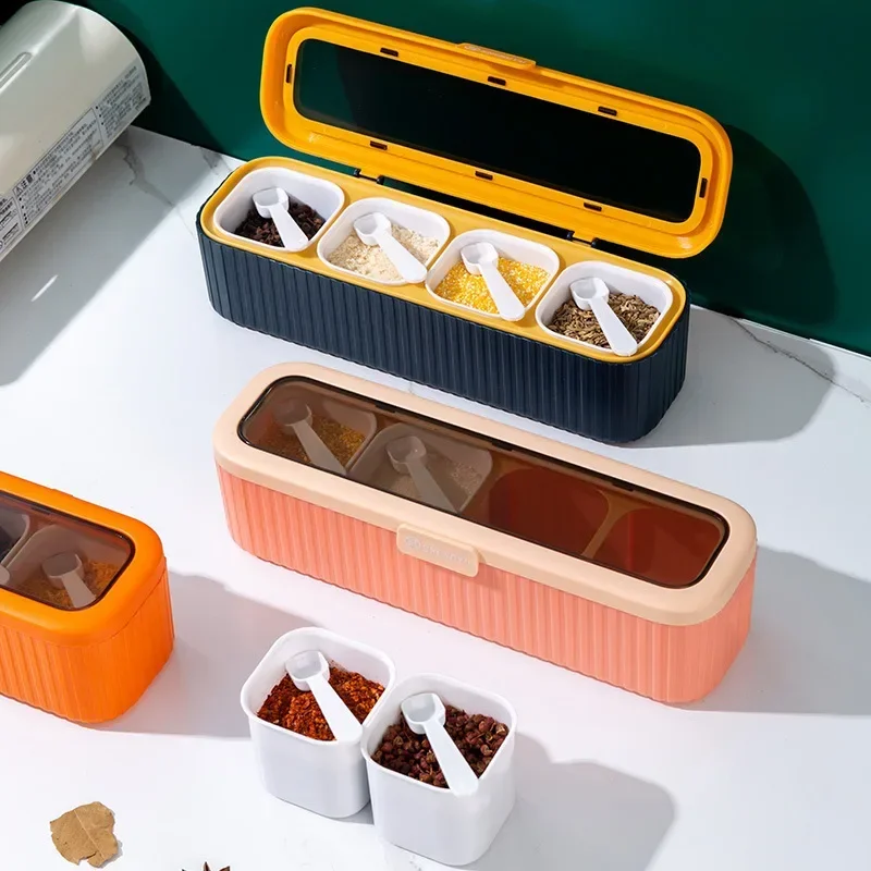 4-Grids-Seasoning-Box-Spice-Jar-Kitchen-Organizer-and-Storage-Spice ...