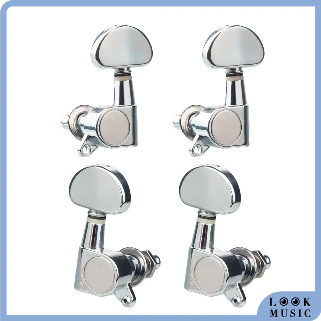LOOK 4pcs Chrome String Tuning Pegs Machine Head Tuners Enclosed Gear ...