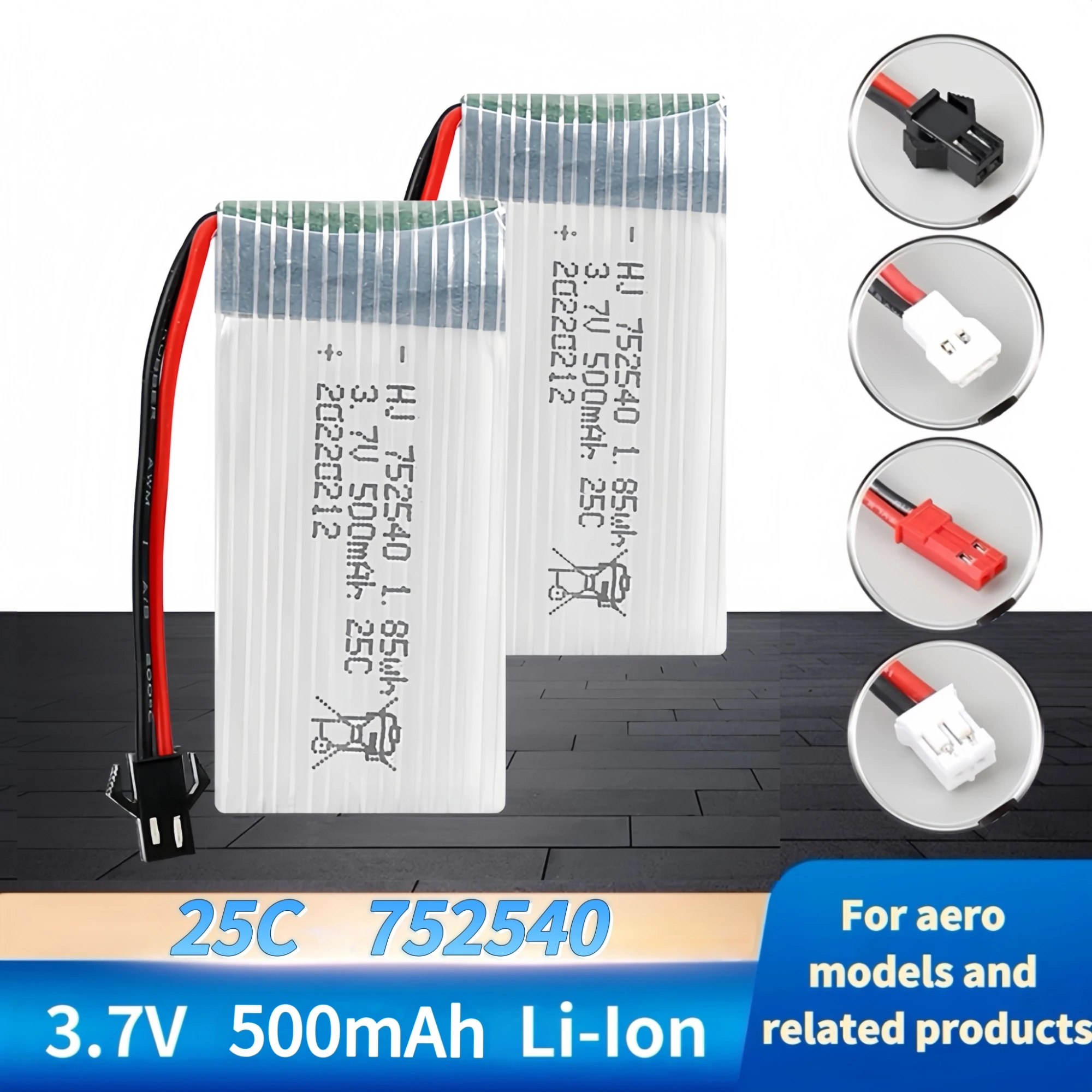 752540 Battery 3.7V 500mAh 25C Lipo Battery USB Charger For X5C M68 ...