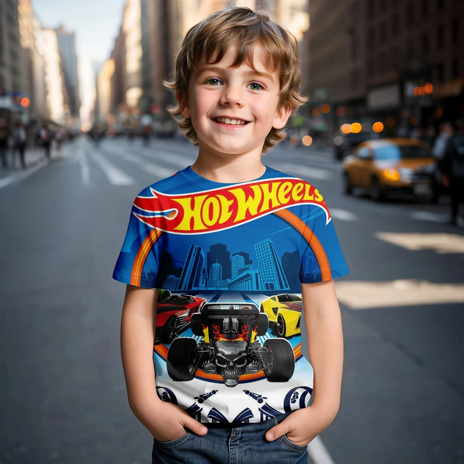 New-Summer-Hot-Wheels-Car-Children-s-T-shirt-3D-Printing-Racing-Boys ...