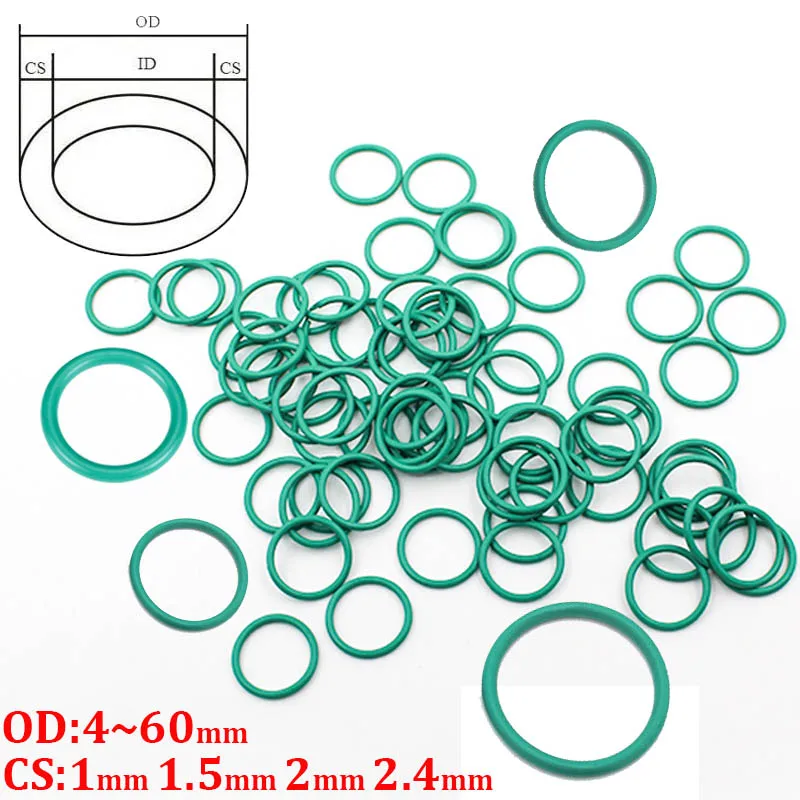 Green-FKM-O-Rings-Sealing-Gasket-CS-1mm-1-5mm-2mm-2-4mm-Oil-Resistant ...