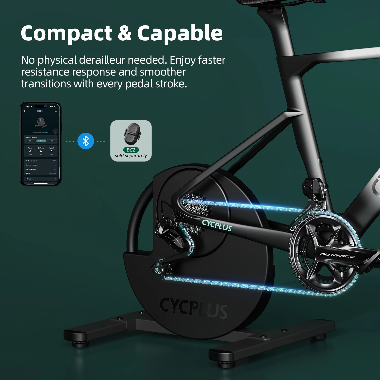 CYCPLUS R200 Cycling Fitness Smart Bike Trainer Road Bicycle Built-in ...