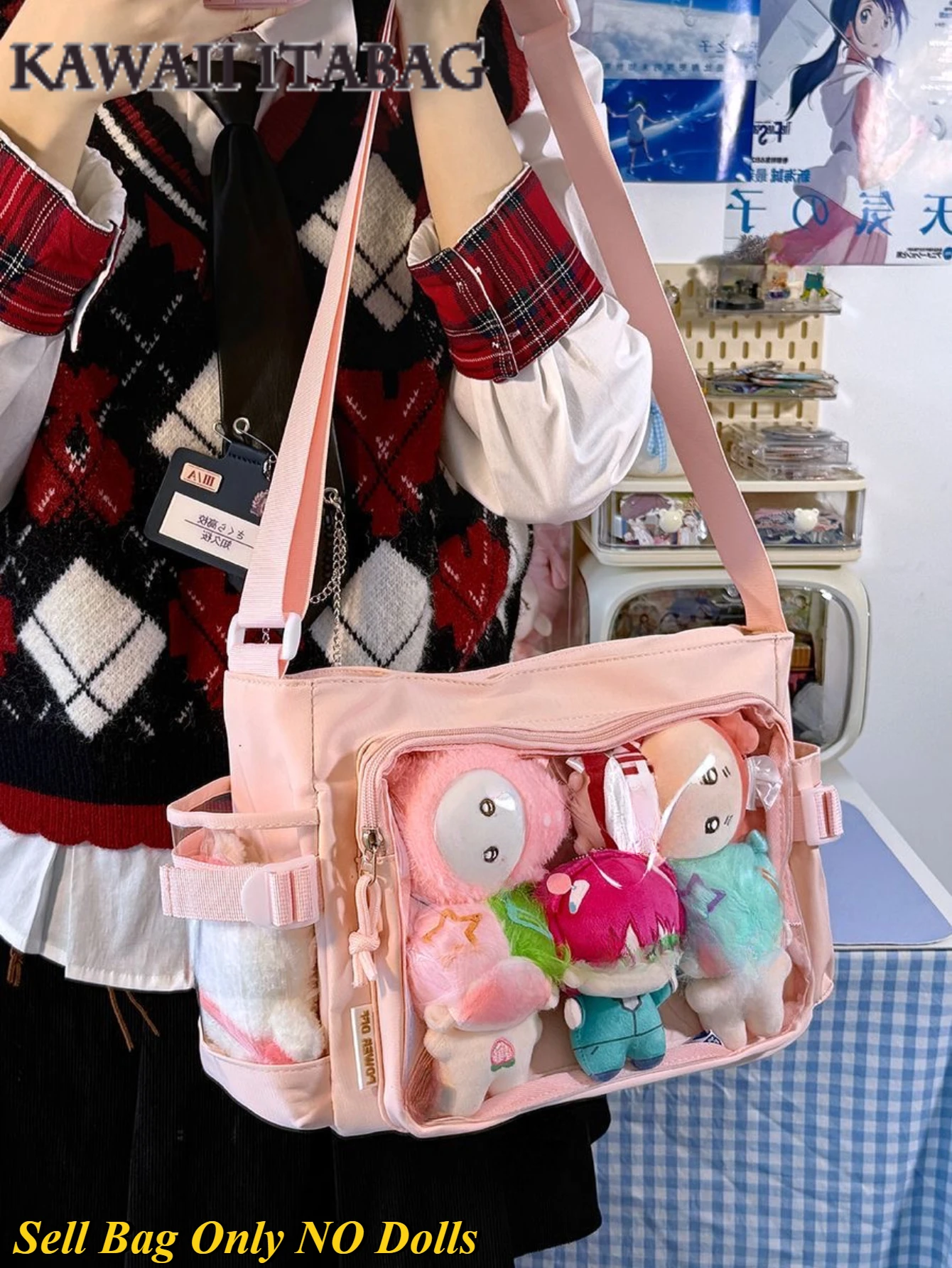 Japanese Preppy Style Itabag Women Basic Simple With Pin Display Plate ...