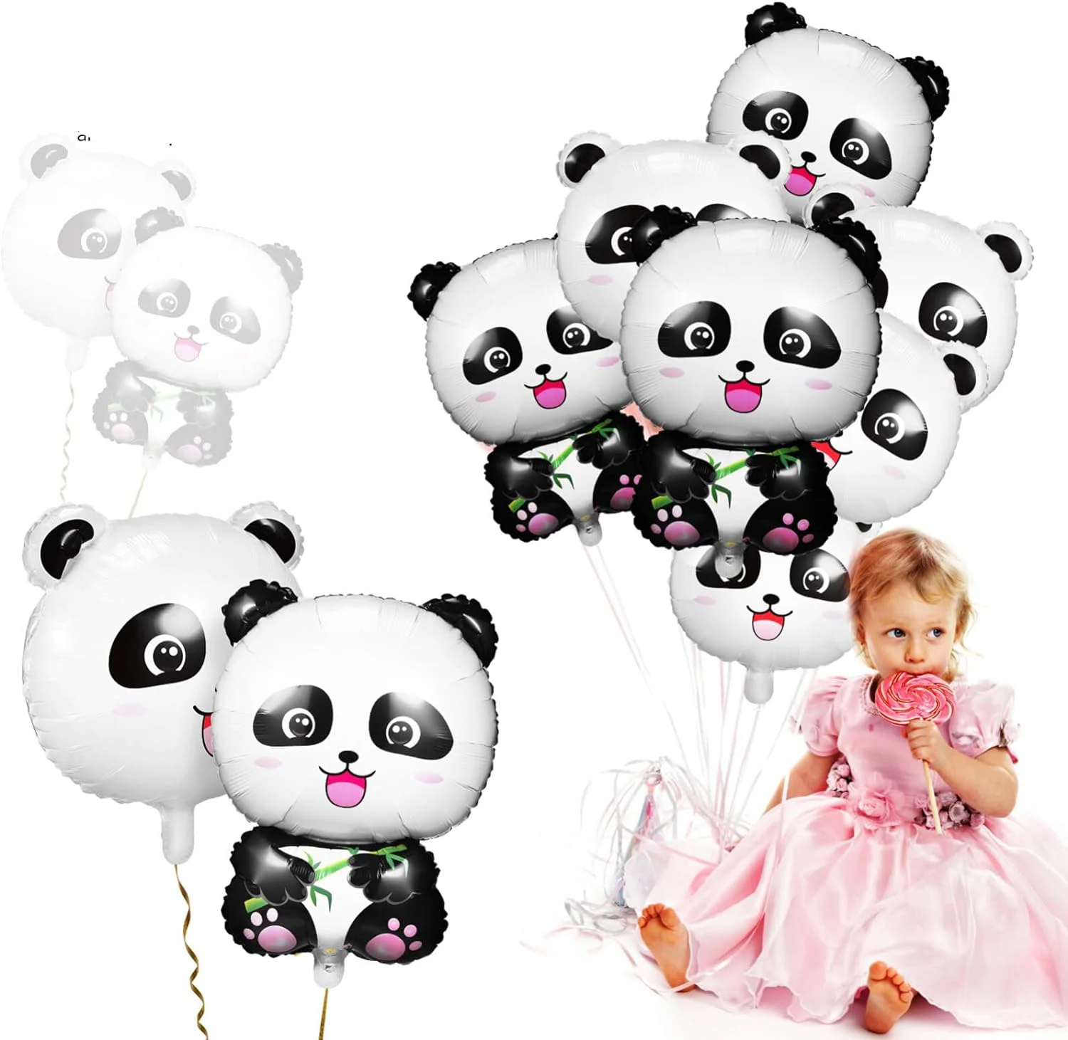 Black White Panda Theme Balloon Cartoon Panda Shaped Foil Balloon Panda ...