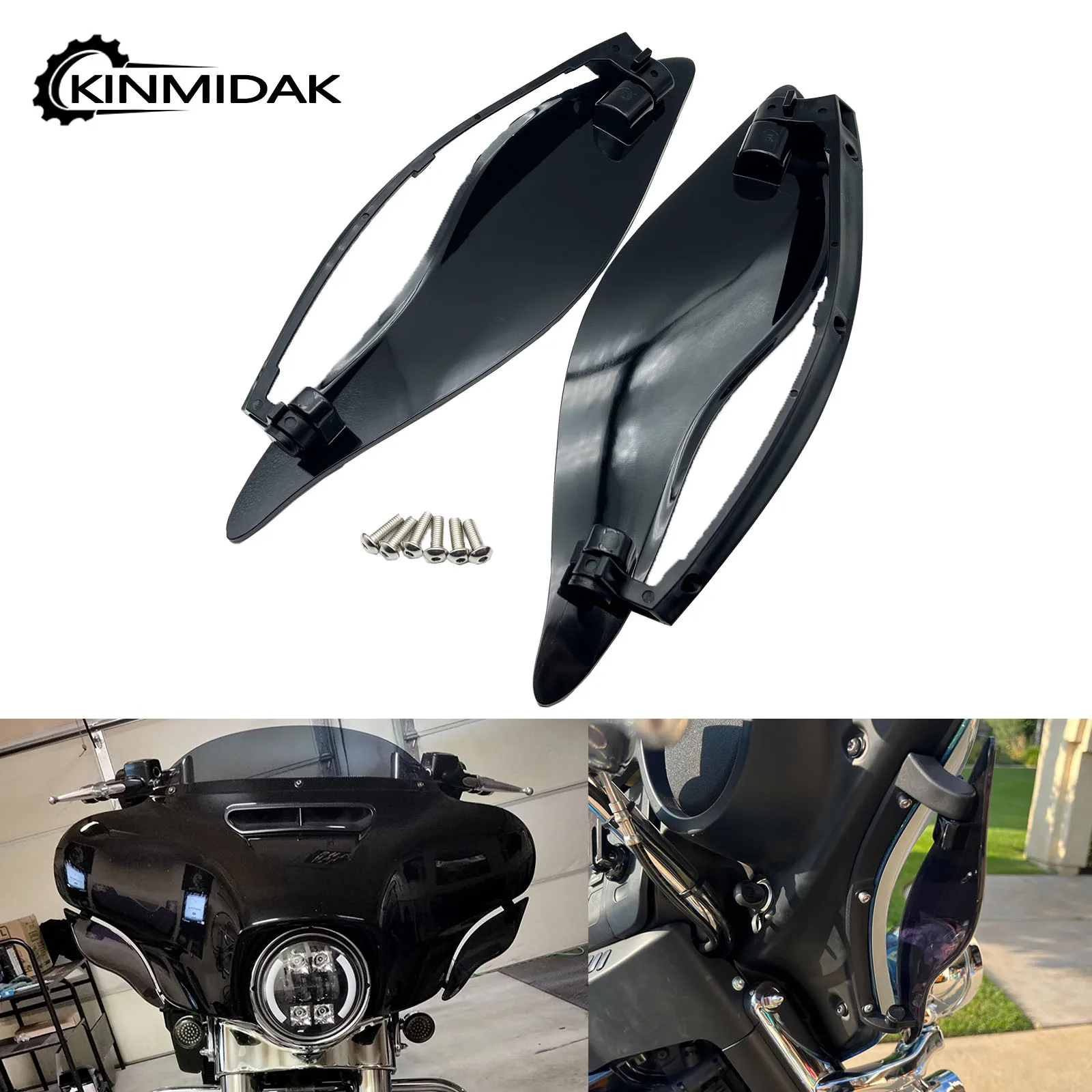 Motorcycle-Black-Adjustable-Fairing-Side-Wing-Windshield-Air-Deflectors ...