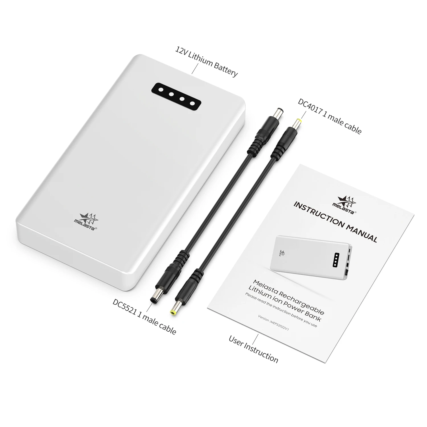 Melasta 12V 5.2Ah 18650 Battery Pack with 12V 9V DC and 5V USB Output ...