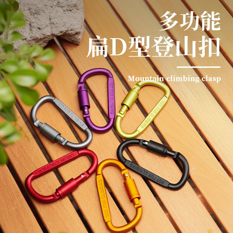 D-Type-Hook-Carabiner-Aluminum-Spring-Hook-with-Nut-Backpack-Key-Hook ...