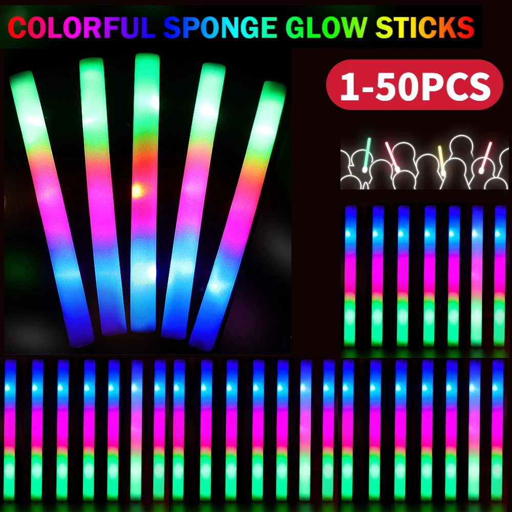 Barras-de-esponja-LED-brillantes-a-granel-palo-de-espuma-brillante-RGB ...