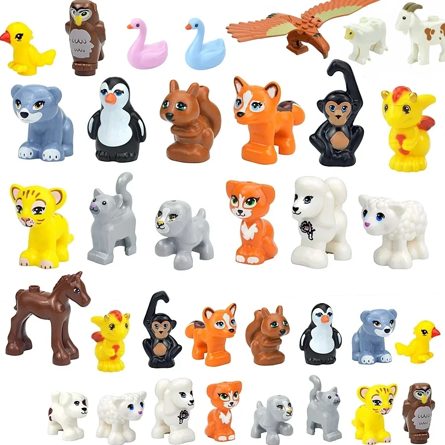 MOC Animal Building Blocks Small Particle Scene Tiger Sheep Duck Horse ...