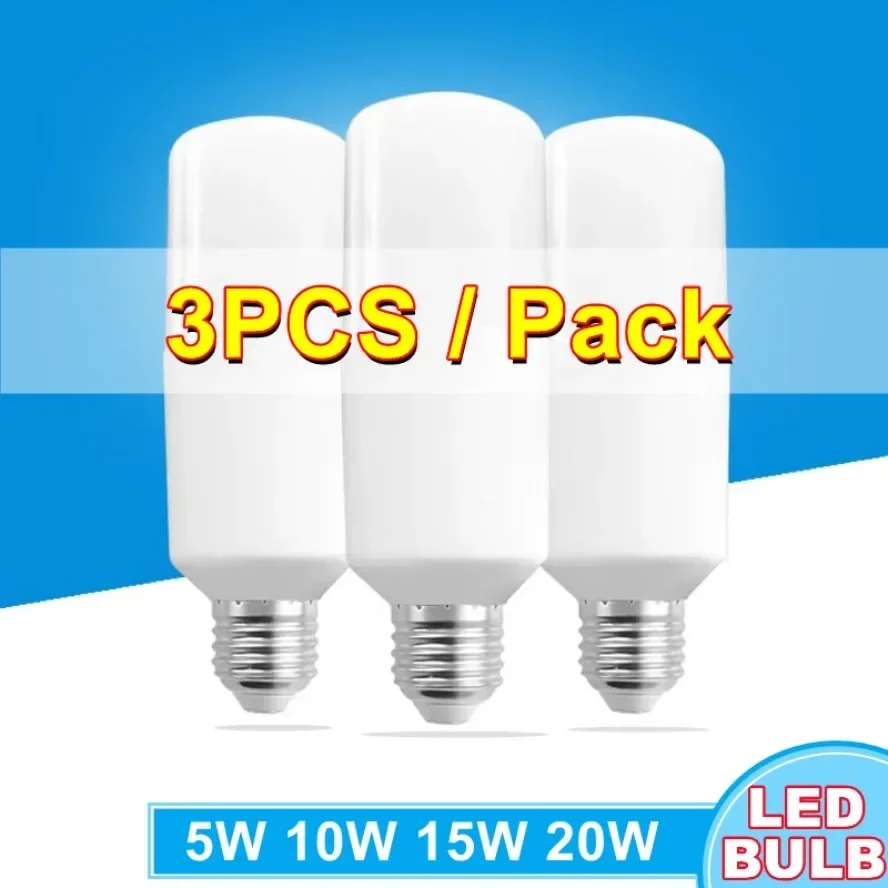 3PCS E27 Light Bulb 3-year Warranty 20W 10W White Light LED Cylindrical ...