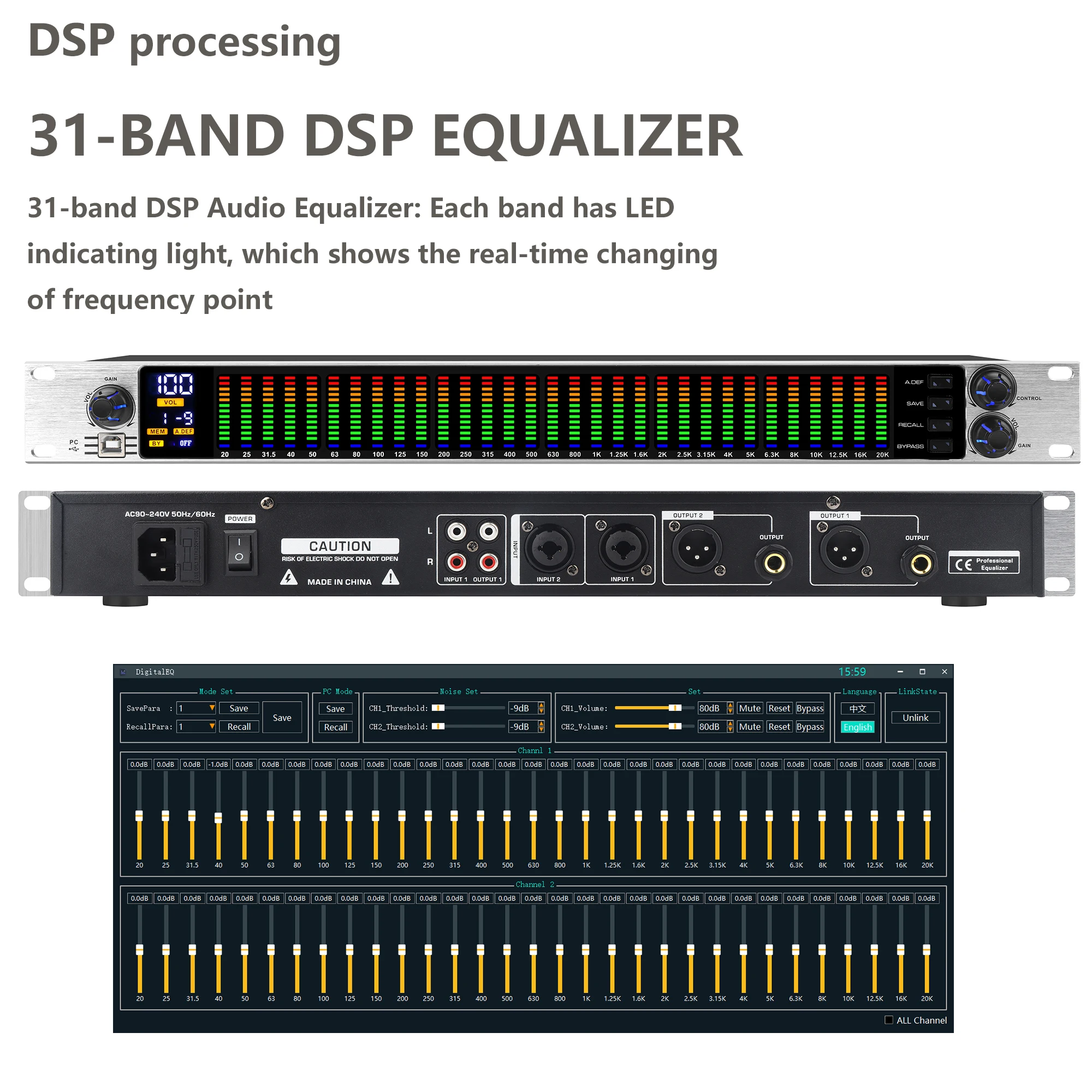 Paulkitson-New-Equalizer-31-Bands-Digital-Equaliser-DSP-Effect-Profesional-Equalizador-LED ...