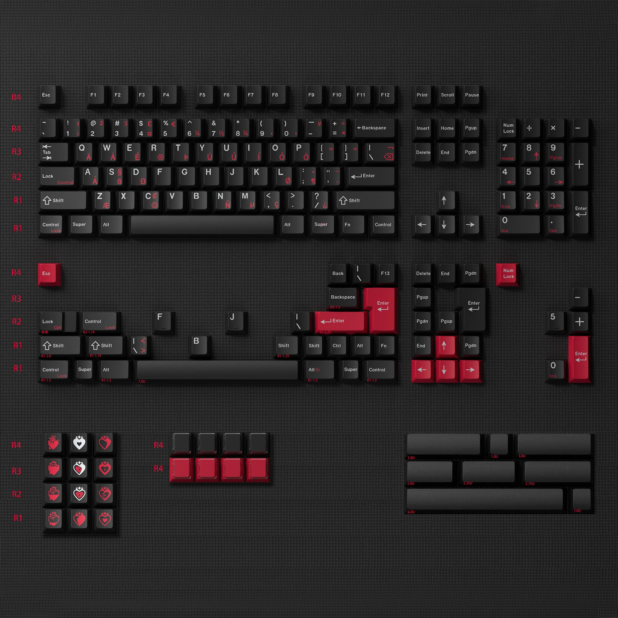 JKDKeys KM Heartrending PBT irish ROB Keycaps - Perfil cereja, All-Sub ...