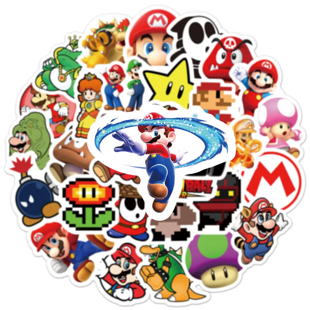 Super-Mario-Bros-Series-50pcs-set-PVC-Cartoon-Stickers-Cute-Game-Figure ...