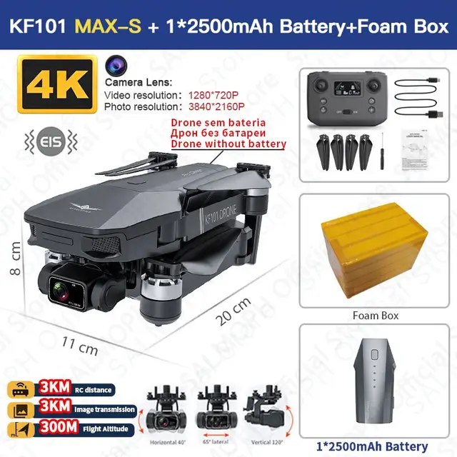 KF101 MAX-S Drone Professional With 4K Camera 5KM WIFI 500m Height EIS ...
