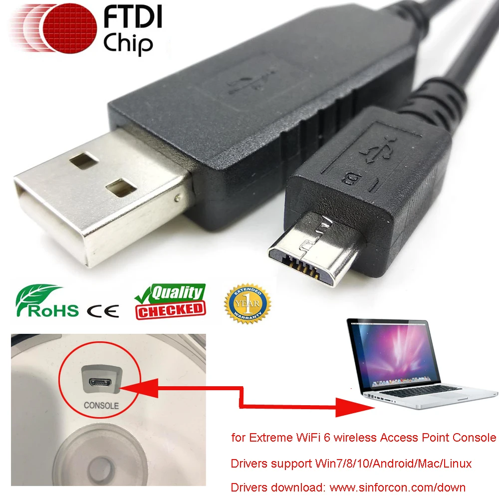 FTDI Serial Adapter for Extreme WiFi 6 Wireless Access Point Console ...