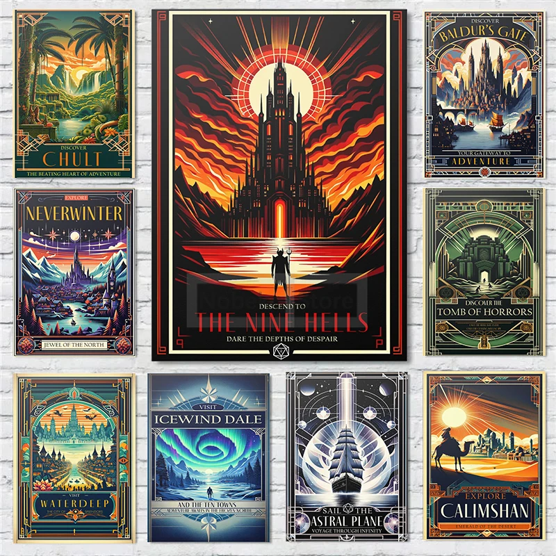 Dungeons-and-Dragons-Game-World-Poster-Viagem-Impress-es-Fantasia-RPG ...