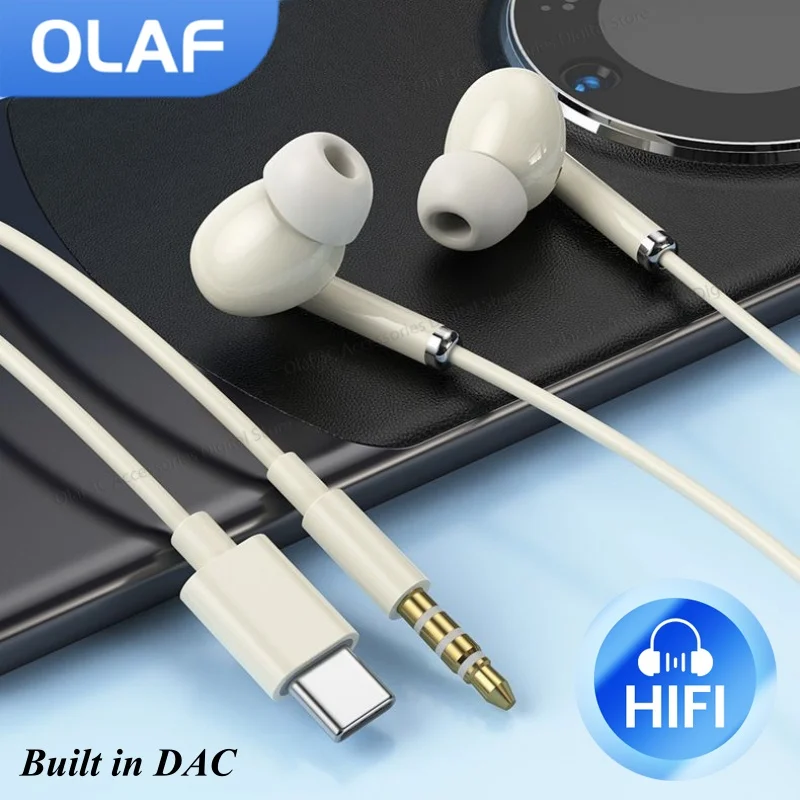 OLAF-Wired-Earphones-Type-C-Handsfree-3-5mm-In-Ear-Cable-Headphones ...
