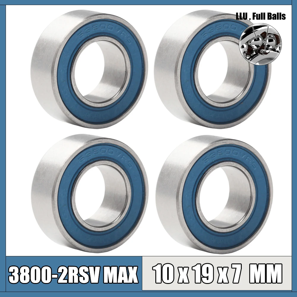 63800 2RSV MAX Bearing 10*19*7 mm 4Pcs C2 Single Row Full Balls Bicycle ...