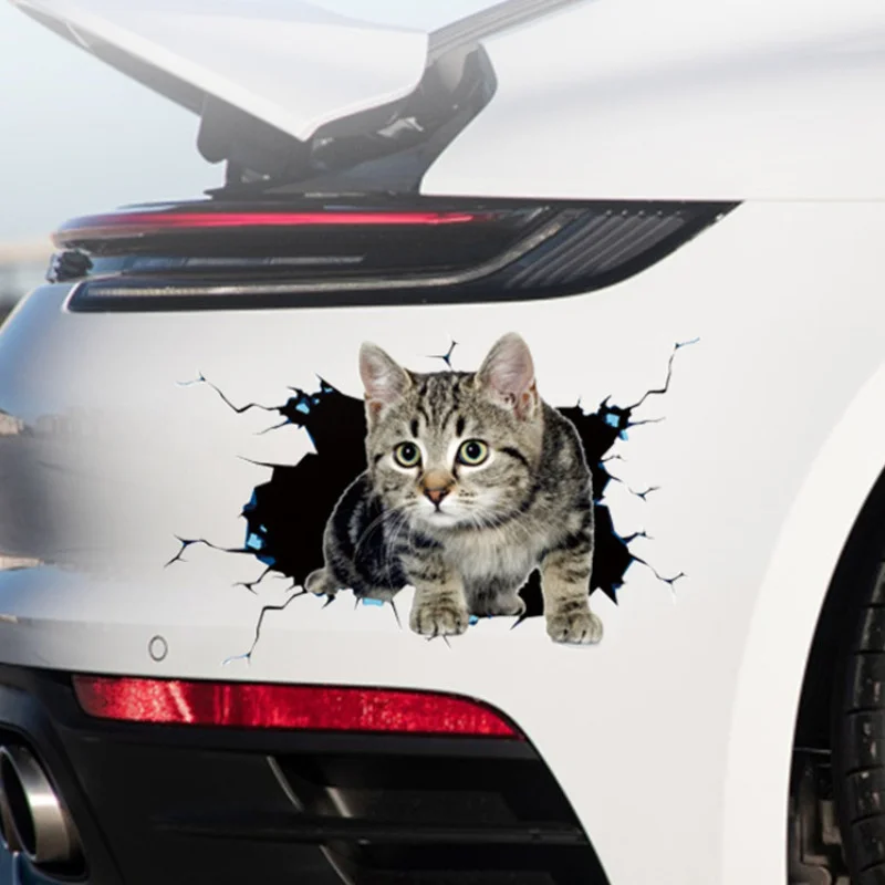 3D Simulation of Cute Cats Peeking Peering Car Sticker Creative Funny ...