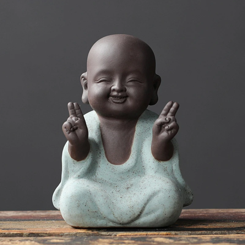 VORMIR Ceramic Buddha Statues Cute Mini Monk Miniature Figurines for ...