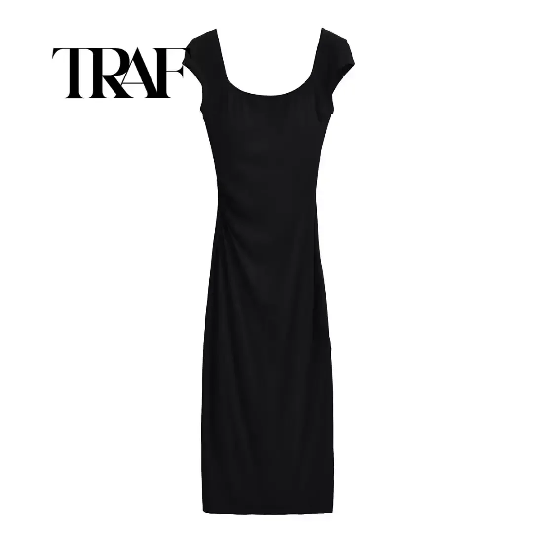 TRAF-vestido-de-fiesta-sin-mangas-para-mujer-traje-informal-con-cuello ...