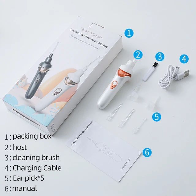 Portable LED Ear Cleaner Spoon Charging Children Adult Luminous ...