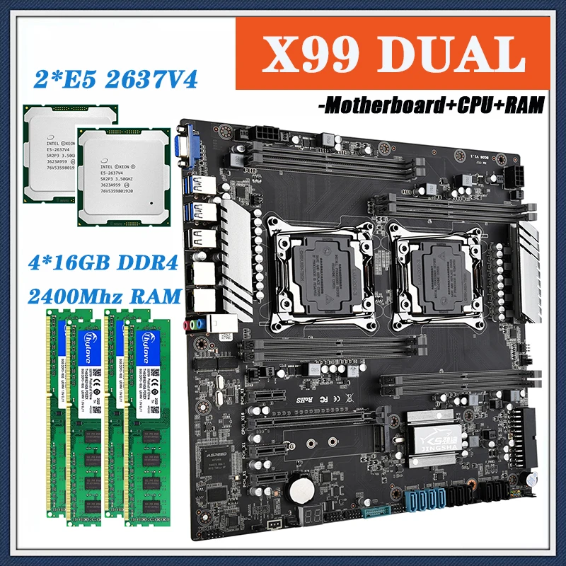 X99dual-Moederbord-Set-Met-2-Stuks-E5-2637v4-Cpu-En-4-16Gb-64Gb-2400Mhz ...