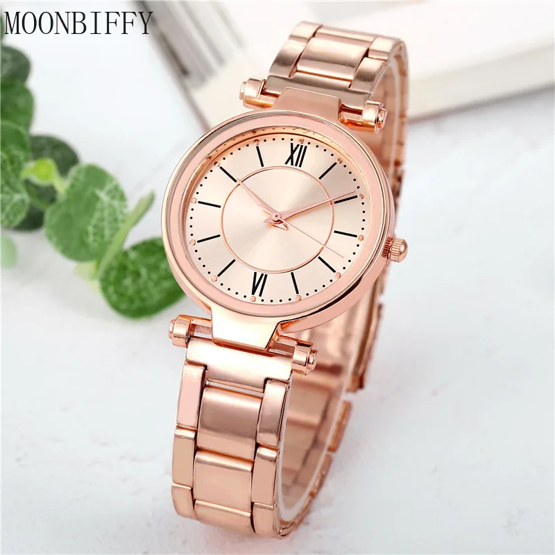 Relojes-de-lujo-de-acero-inoxidable-de-oro-rosa-para-mujer-Reloj-de ...