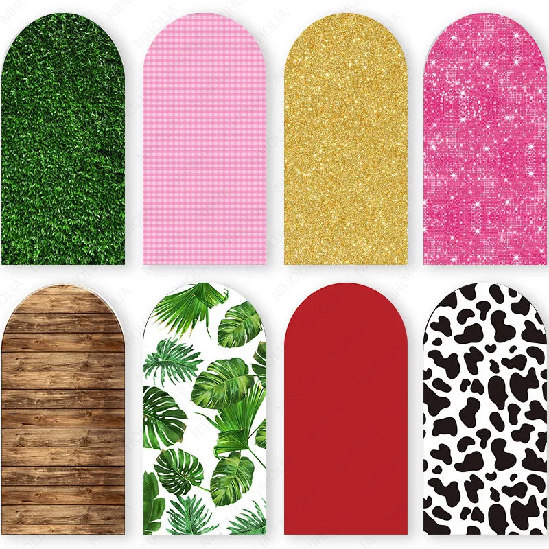 Custom-Arch-Covers-Backdrops-Birthday-Party-Wood-Tropical-Leaves-Milk ...