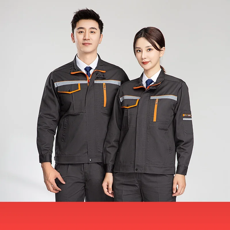 Reflective-stripes-safety-Work-clothing-multi-pockets-factory-workshop ...