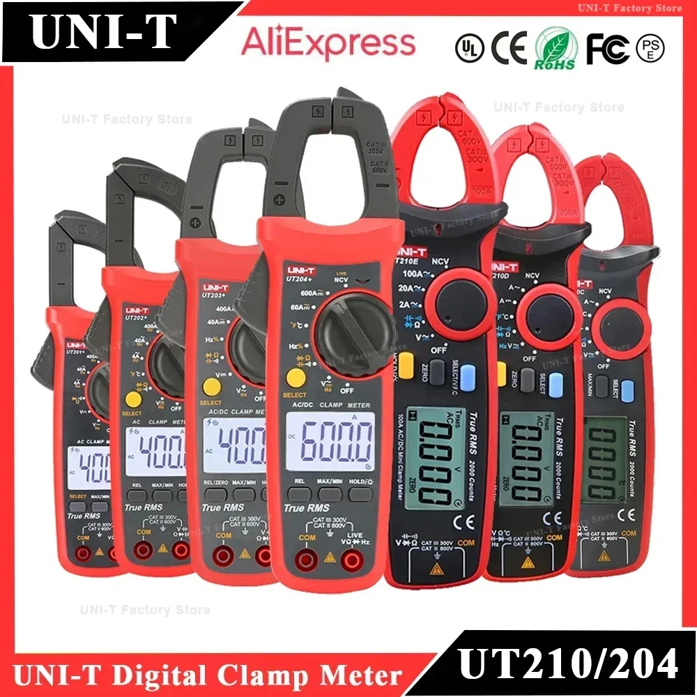 UNI-T-UT210E-UT202A-UT204-Plus-Clamp-Meter-AC-DC-Digital-Voltmeter ...