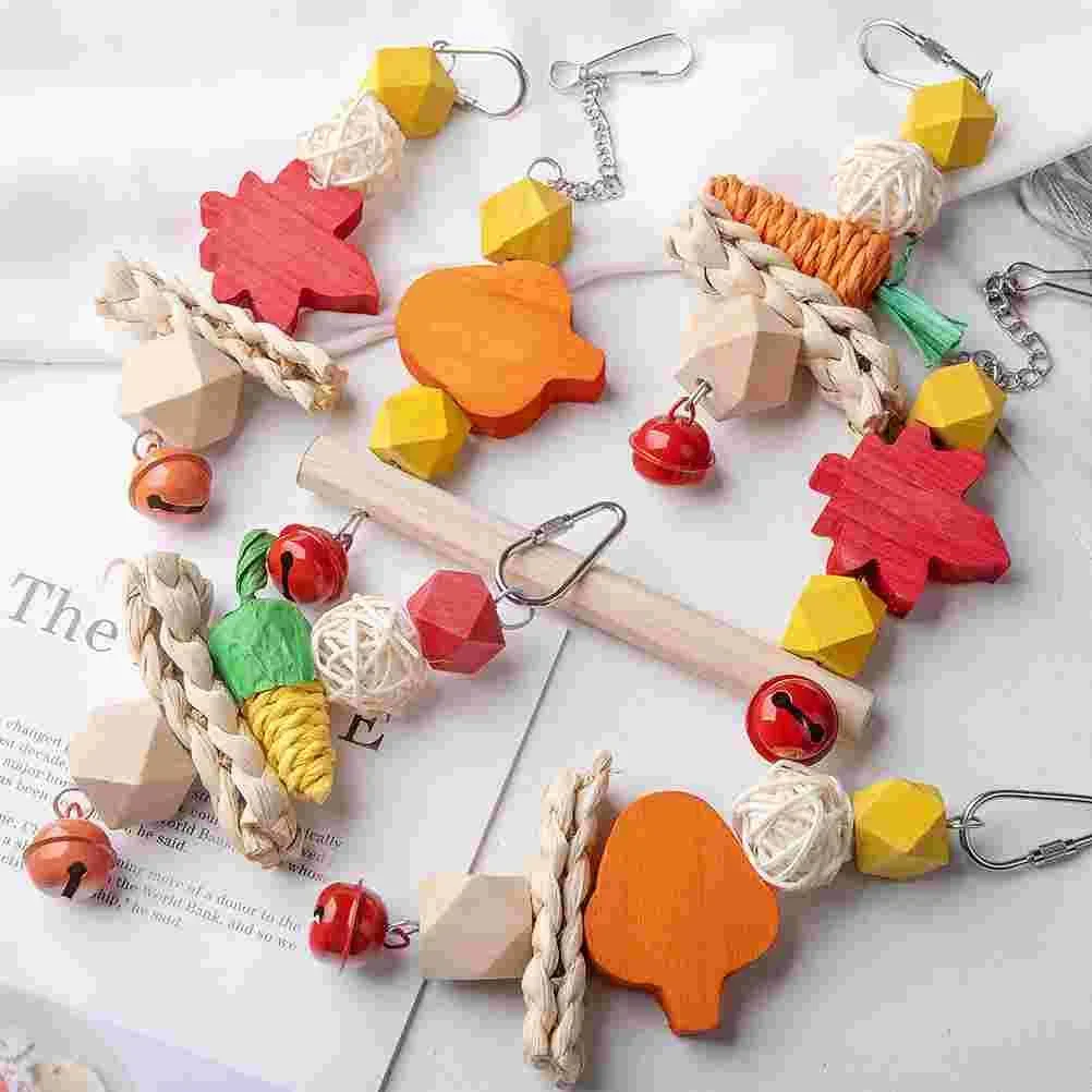 Bird Cage Toys for Parrots Wood Birds Swing Reliable Chewable Bite ...
