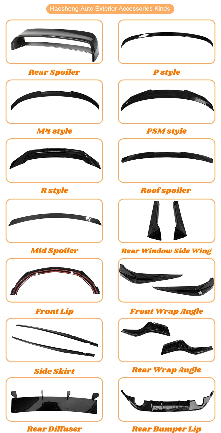 HS Carbon Fiber Rear Trunk Ducktail Wing With Gurney Flap Wicker Bill ...