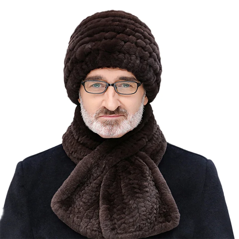Men-Winter-Warm-Real-Rex-Rabbit-Fur-Hat-Snow-Cap-Winter-Hats-Add-Scarf ...