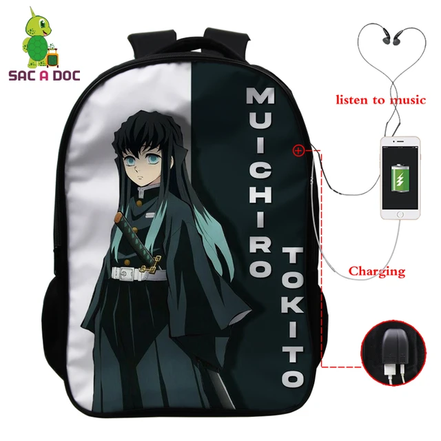 Anime Demon Slayer Muichiro Tokito Backpack For Teenager, 60% OFF