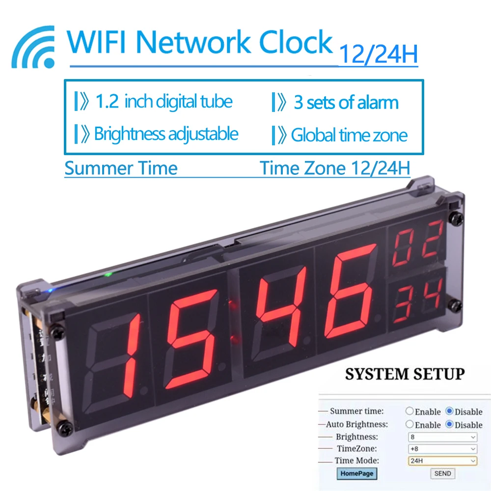 global-timezone-1-2inch-LED-Smart-Clock-Wifi-Clock-Wireless-Network ...