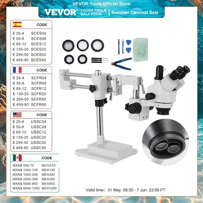 VEVOR-3-5X-90X-Trinocular-Stereo-Digital-Microscope-360-Swiveling-Simul ...