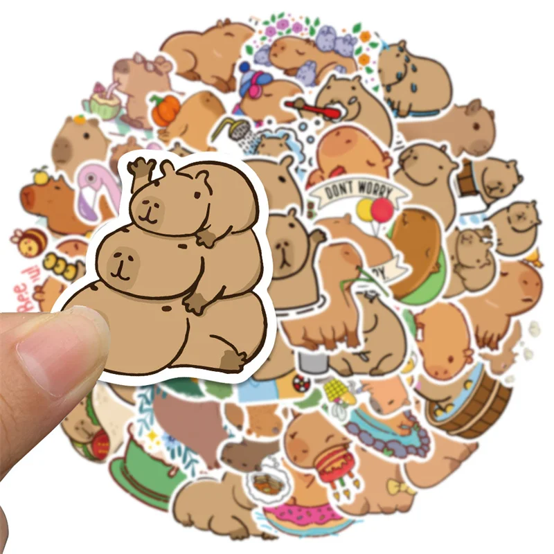 HOT-50Pcs-PVC-Cute-Cartoon-Capybara-Graffiti-Sticker-Sticky-Aesthetic ...