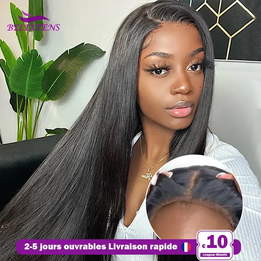 22 24 26 Pouces perruque cheveux humain, perruque sans colle ni gel ...