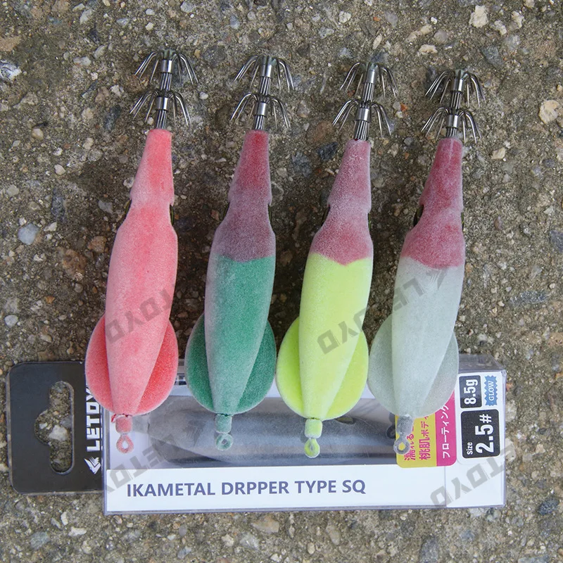 Soft Squid Fishing Trolling Lure 8.5g 100mm Flocking Wooden Shrimp ...