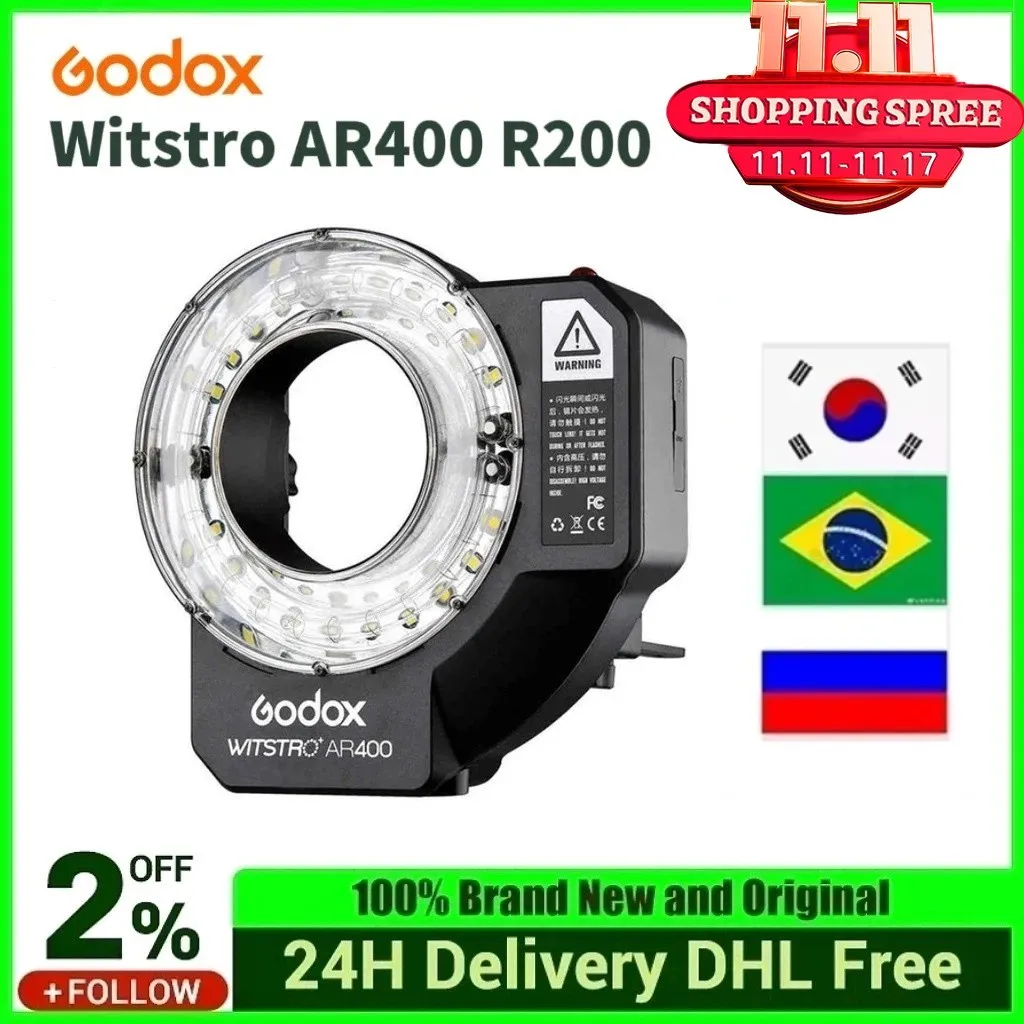 Godox-Witstro-AR400-400WS-Ring-Flash-Speedlite-Light-LED-Video-Light-FT ...