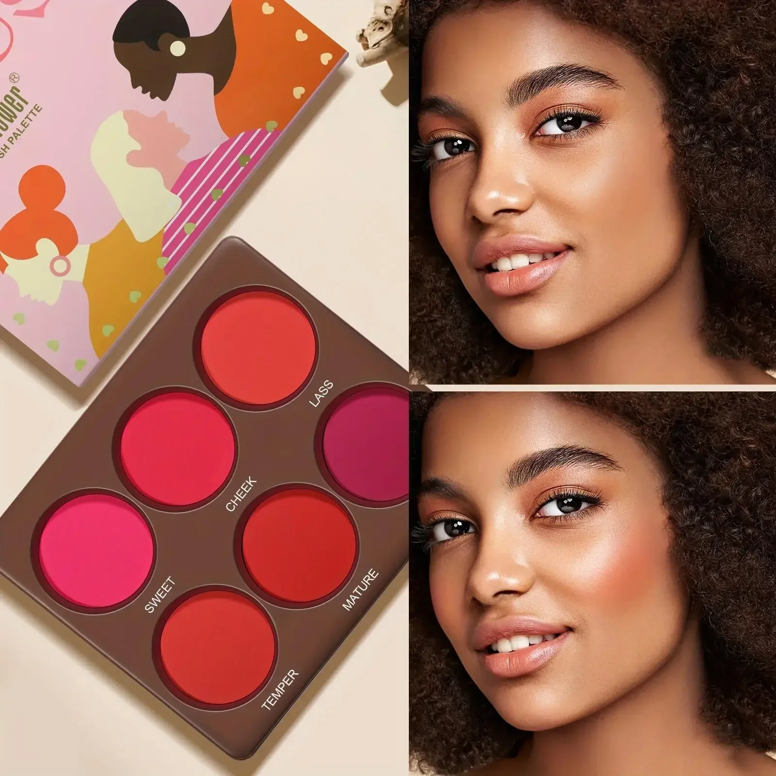 6 Colors Waterproof Matte Blush Palette Medium Buildable Coverage Long ...