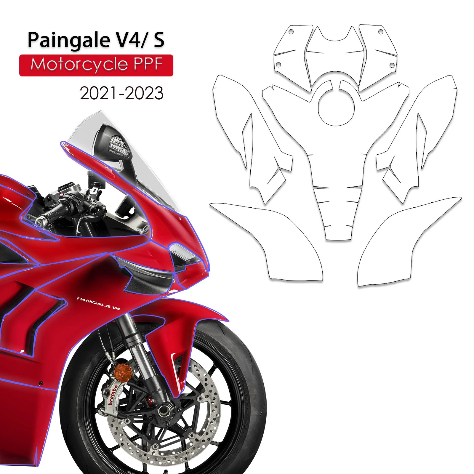 For DUCATI PanigaleV4/V4S PPF Paint Protection Film Protective ...