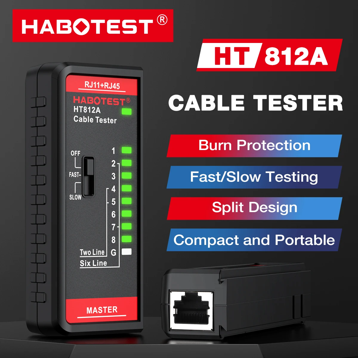 HABOTEST-HT812A-Network-Cable-Tester-UTP-LAN-Cable-Finder-RJ11-RJ45 ...