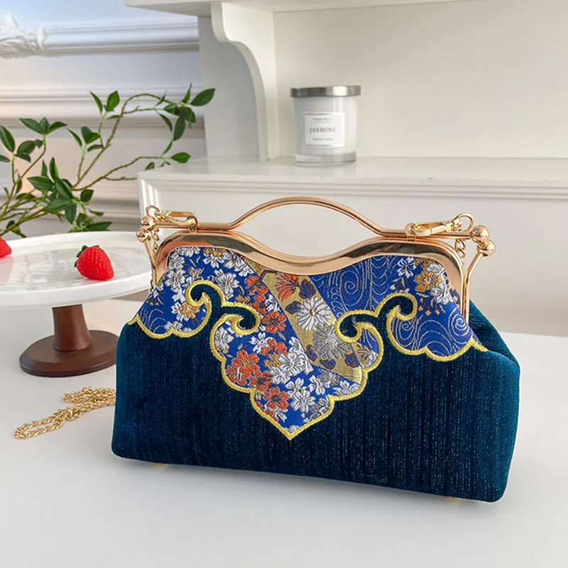 Chinese-Style-Embroider-Print-Evening-Bag-For-Women-Metal-Handle ...