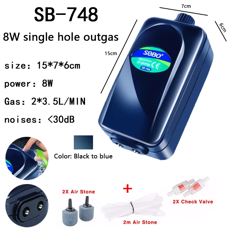 SOBO-748-High-Power-8w-Fish-Tank-Oxygen-Air-Pump-Fish-Aquarium-Air ...