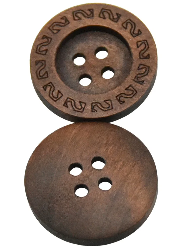 Handmade-Natural-Wood-Button-Coffee-Round-Laser-Wooden-Buttons-Retro ...
