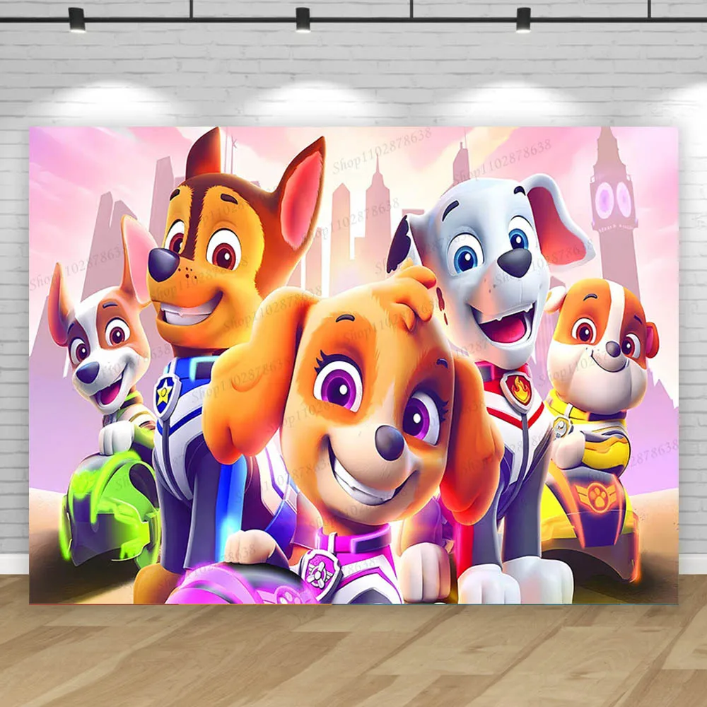 Fondo de cumpleaños de la Patrulla Canina, decoración para fiesta de niños, niñas y niños, fondo ...